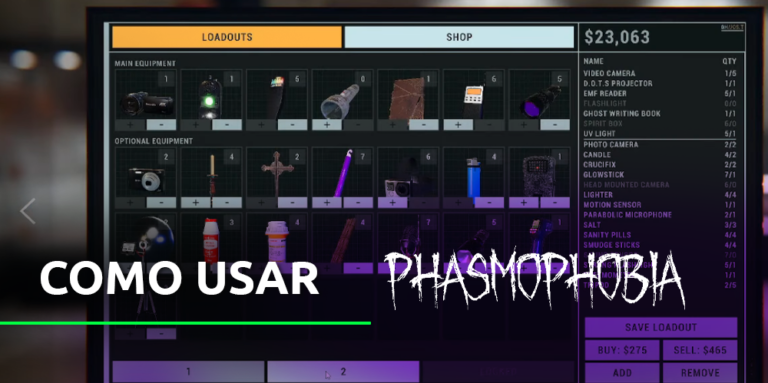 Como usar a LOJA de Phasmophobia e ADICIONAR ITENS - Corujão Games